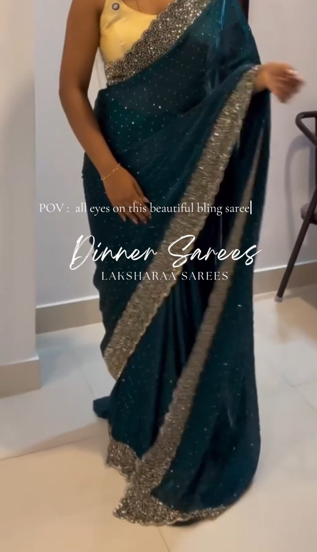NAYLAA - Space dinner saree with stone border – Laksharaa Sarees