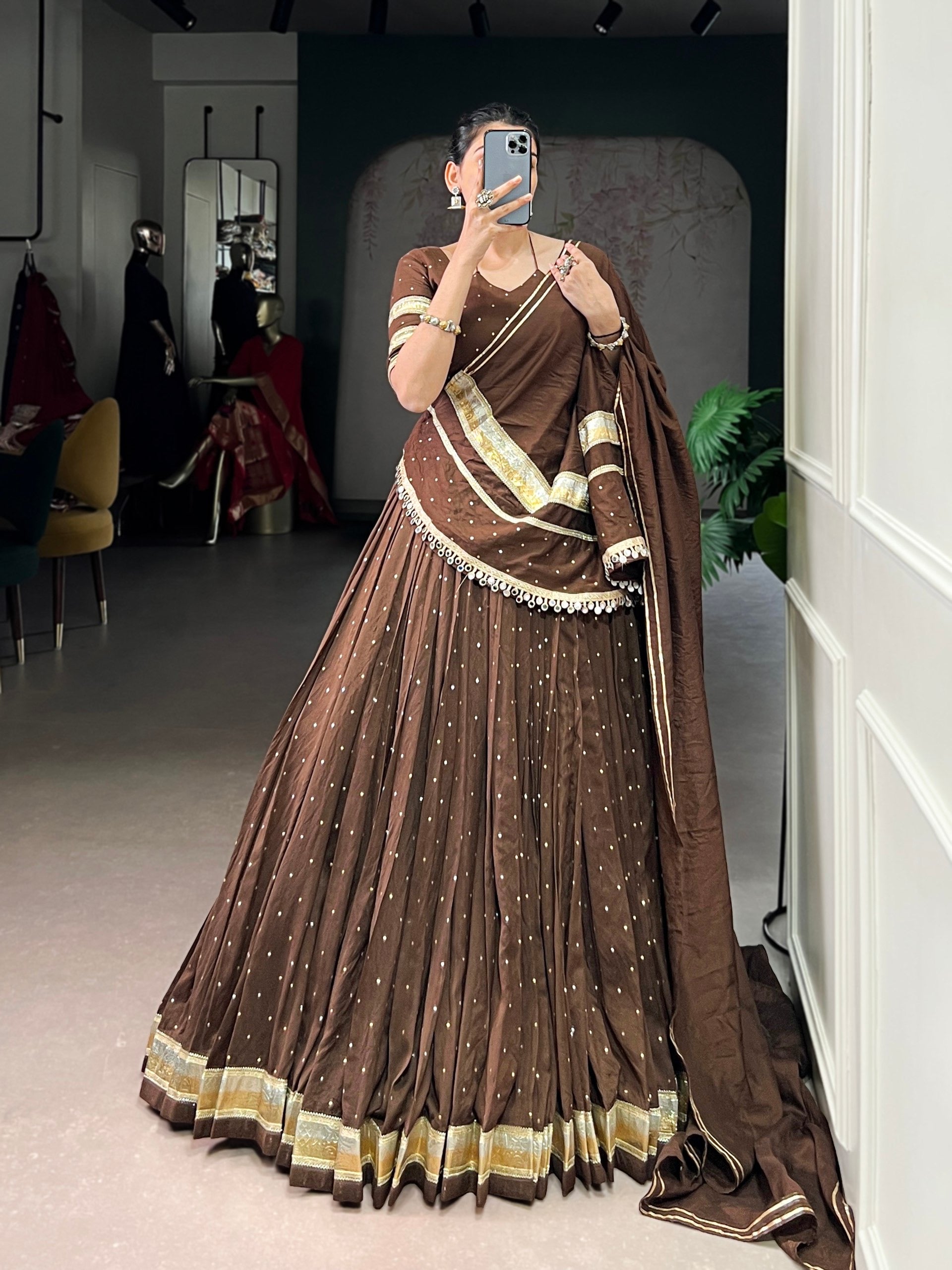 TARUNI — Chanderi Half Saree Lehenga ( fully stitched ) – Laksharaa Sarees